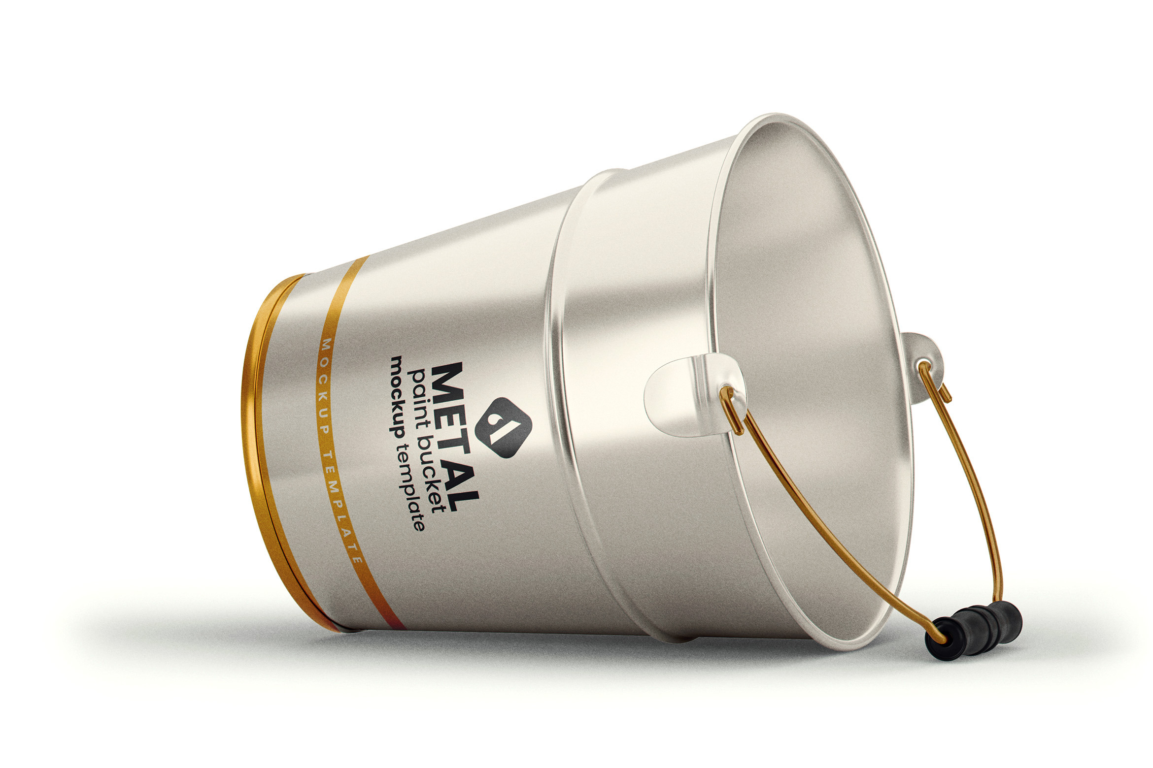 Tilted Metallic Bucket Mockup, a Household Mockup by Designer Dude