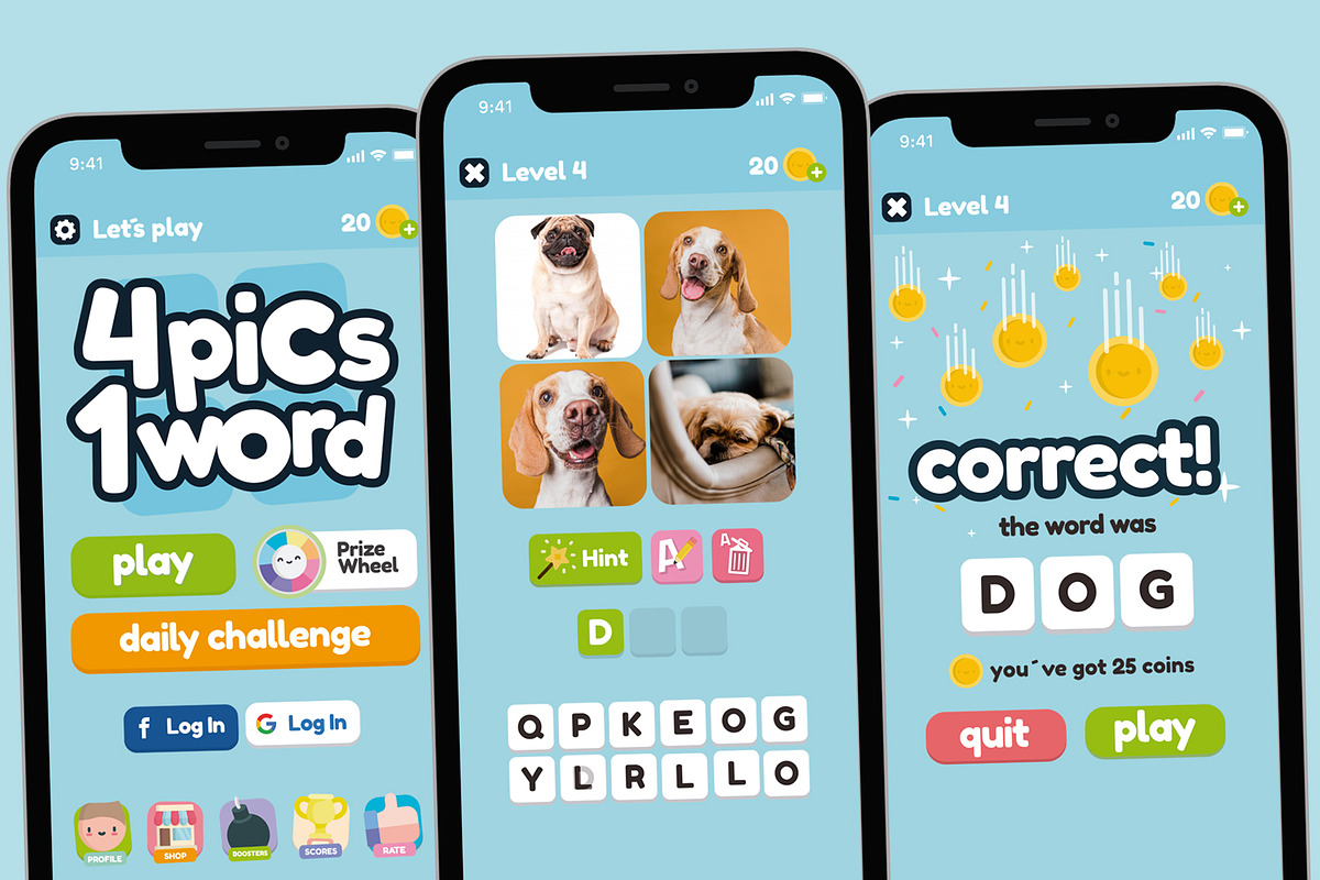 4 Pics 1 Word Game Gui Assets, an Illustration by DeLaGranSiete