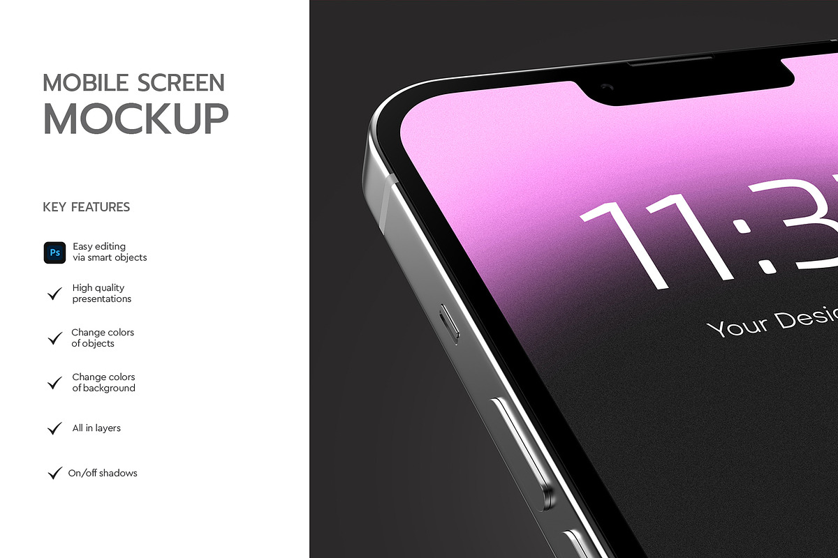 Close up Mobile Screen Mockup