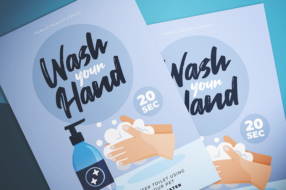 Wash Hand Reminder Flyer, a Flyer Template by Gumico Studio.
