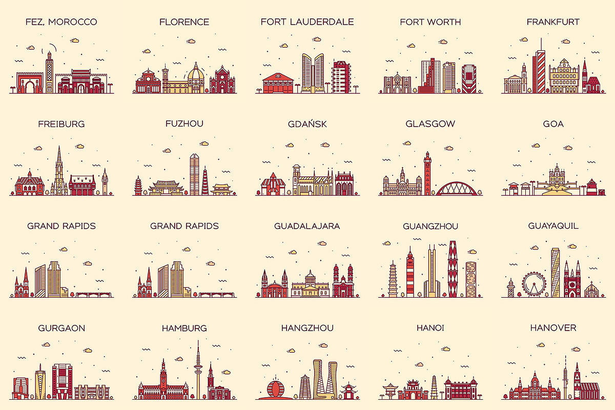 Huge collection of cities skylines, a Work Illustration by ...