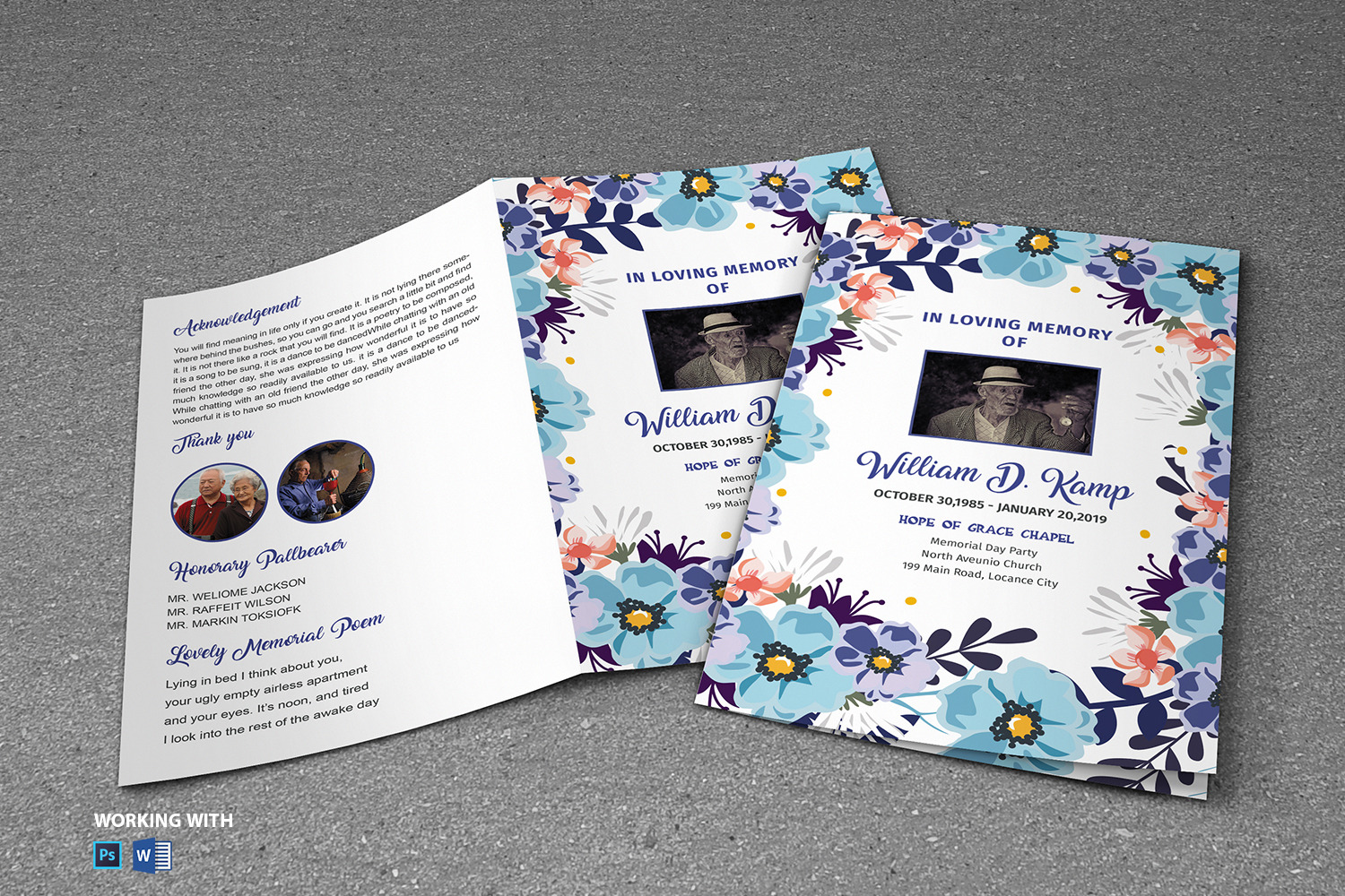 Funeral Program Template Flower, a Brochure Template by Madhabi Studio