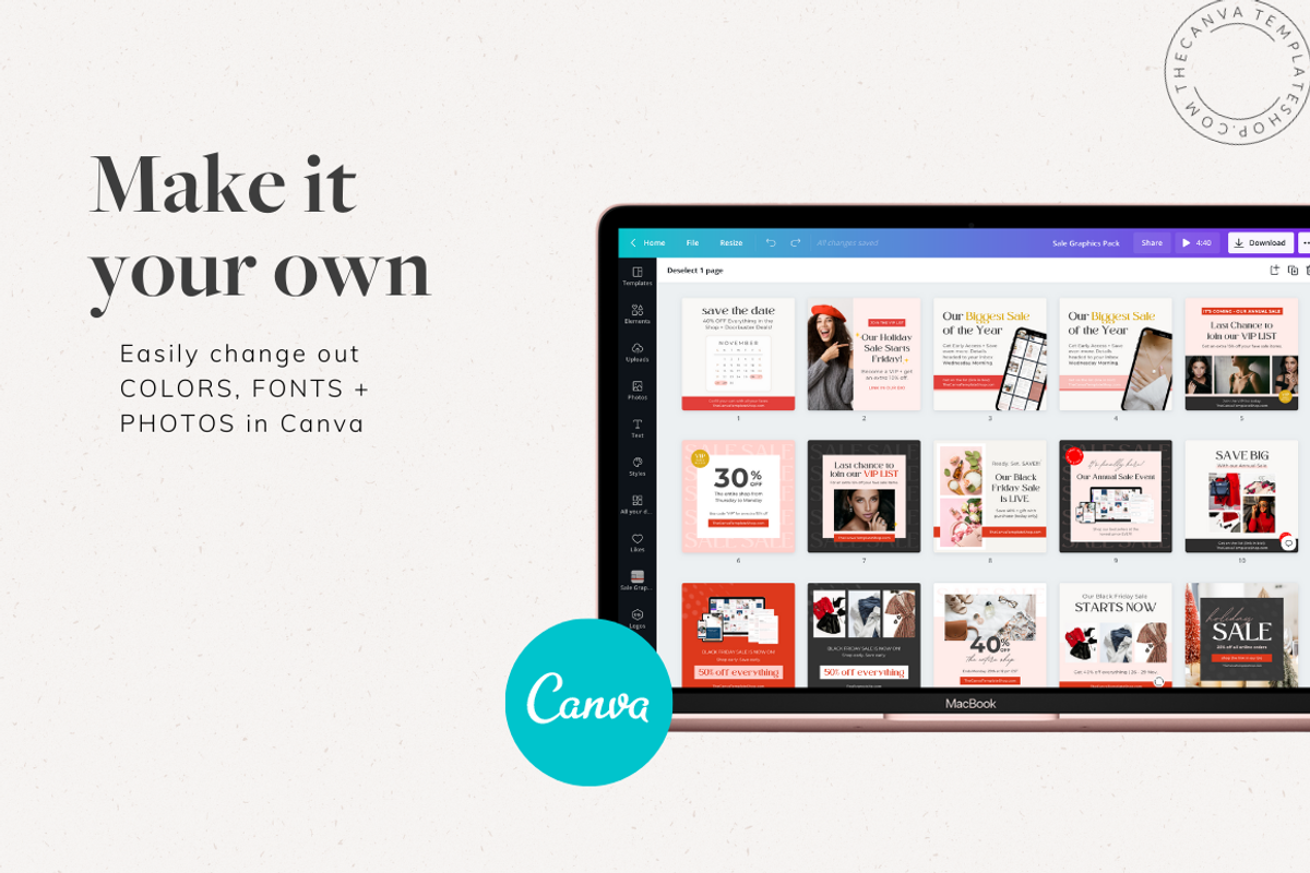 The Sale Promo Canva Template Pack, a Social Media Template by The ...
