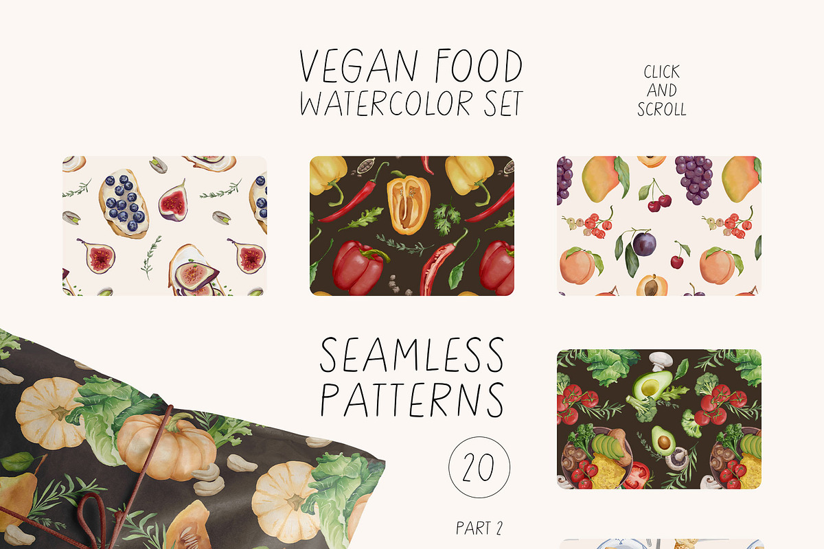 VEGAN FOOD watercolor set