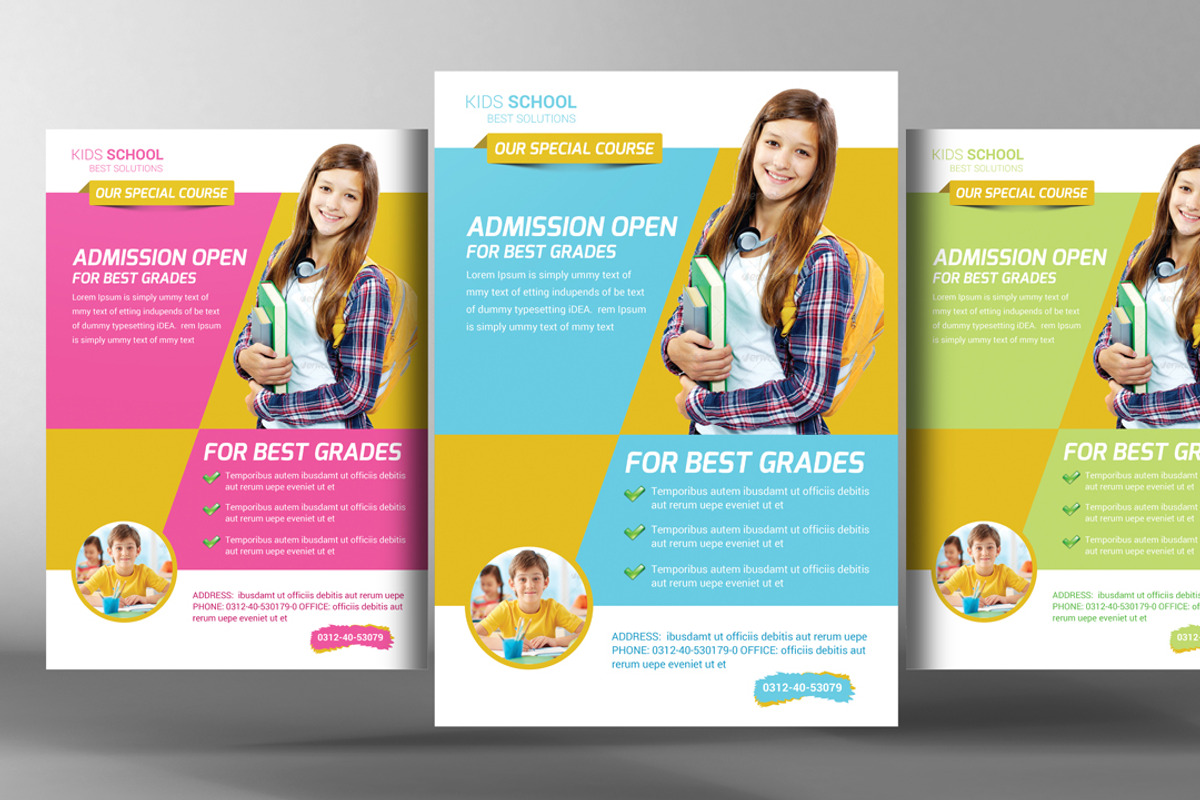 5 Junior School Education Flyers, a Flyer Template by graphicforest