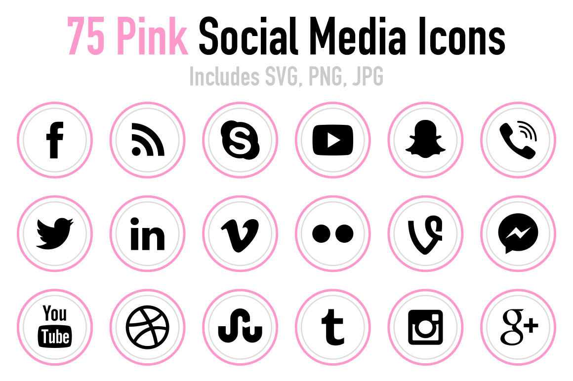 75 Pink Social Media Icons, an Icon by Designs By Alfredo