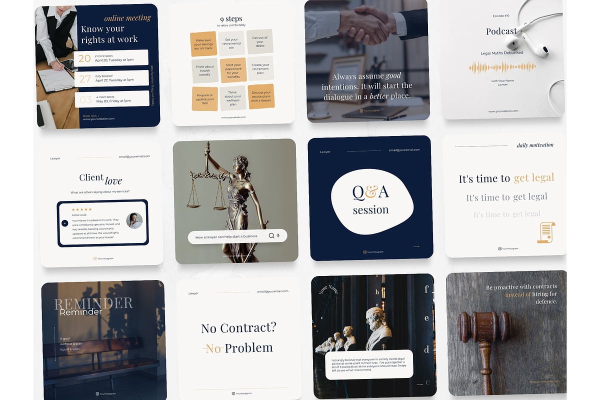60 Lawyer Social Media Posts, a Social Media Template by PatternLab.