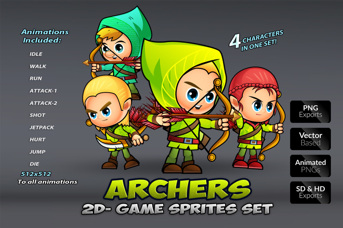 Archers 2D Game Sprites Set, an Illustration by DionArtworks