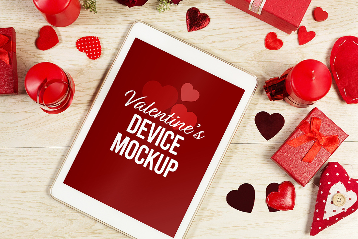 Valentine Device Mockup Photoshop, an iPad Mockup by wavebreak ...