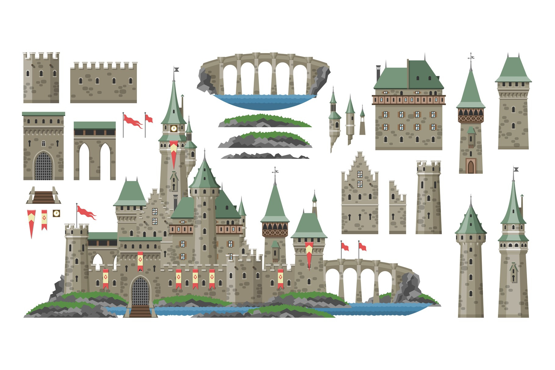 Cartoon castle vector fairytale, an Illustration by RocketArt