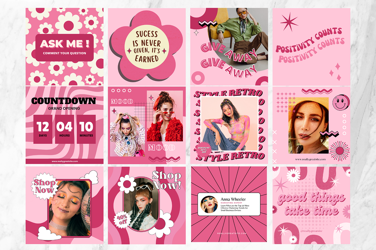 50 Retro Instagram Post Templates | Creative Market