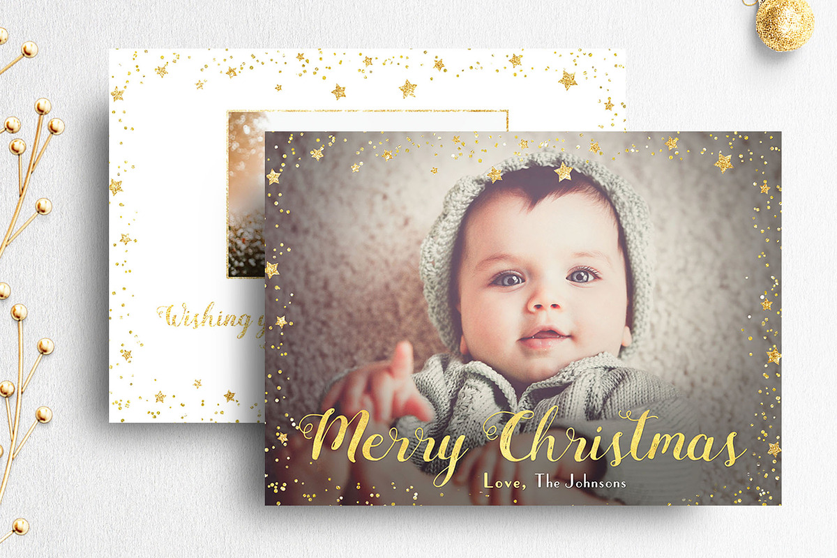 Christmas Card Template Photoshop, a Card Template by Nifty Template Studio
