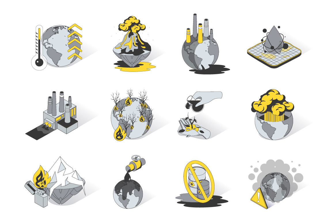 Environmental Isometric Icons, an Outline Icon by alexdndz | Creative ...