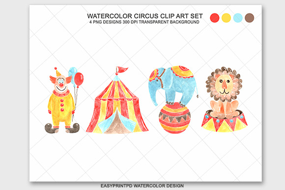 DigitalWatercolor Circus Clipart Set, an Illustration by Magic Story Studio