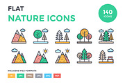 125+ Flat Nature Icons Set, an Icon by Creative Stall