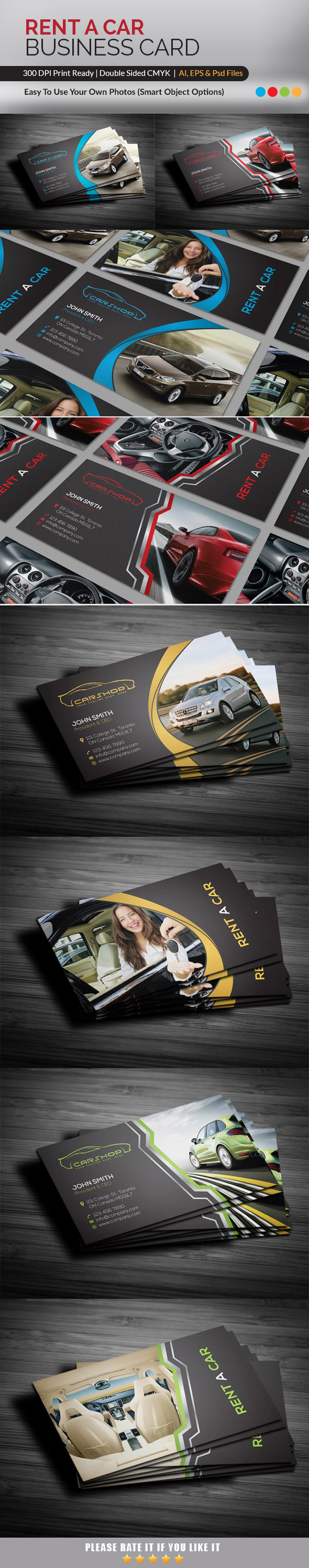 Rent A Car Business Card, a Business Card Template by RQ Designs