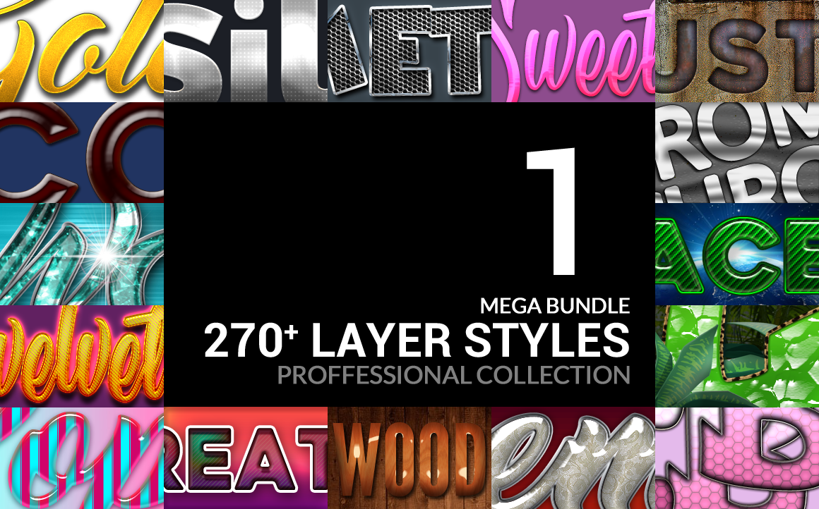 270+ Layer Styles Mega Bundle Vol.1, a Layer Style Add-On by Designer ...