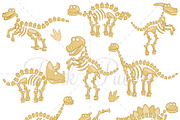 Dinosaur Fossils or Bones Clipart, an Illustration by PinkPueblo