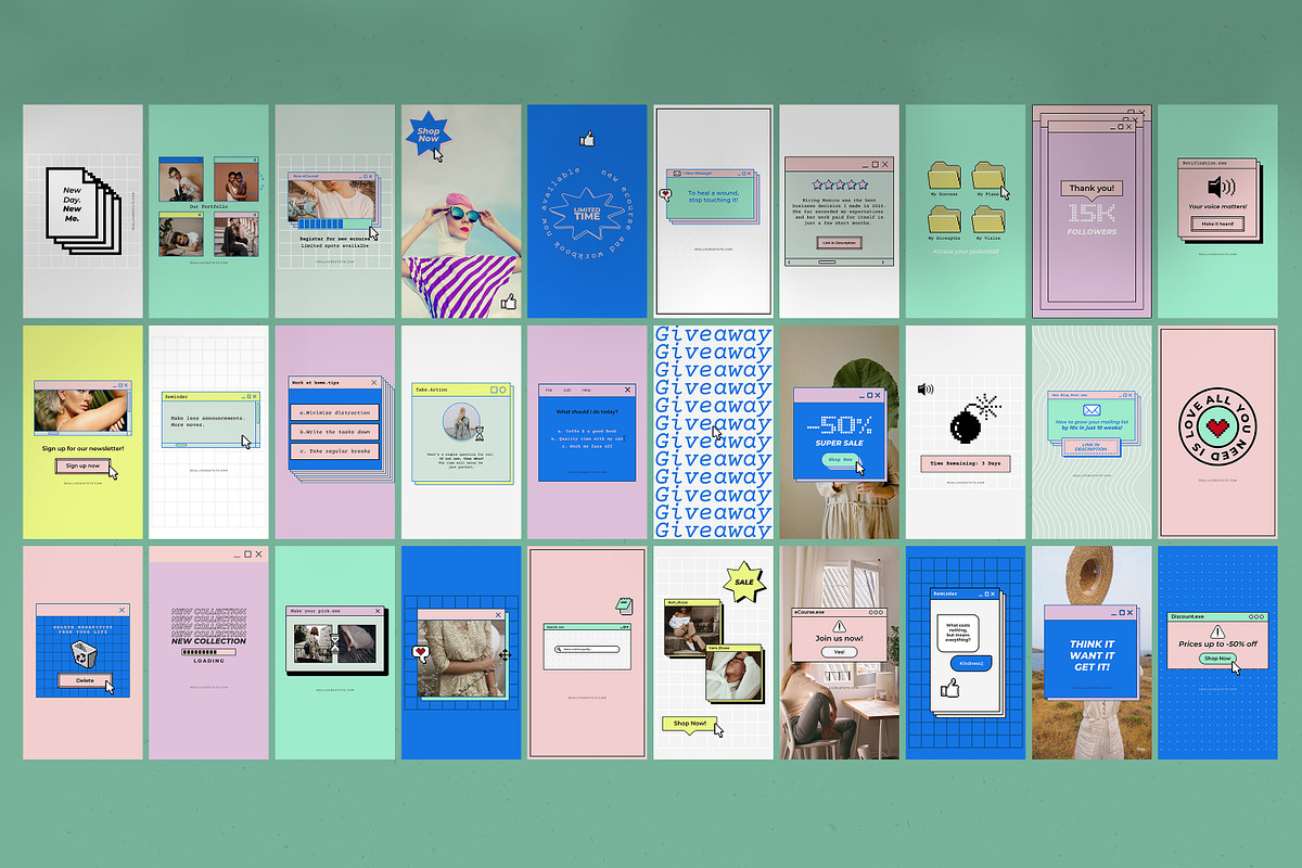 Retro Computer Instagram Templates, a Social Media Template by AndrewPixel