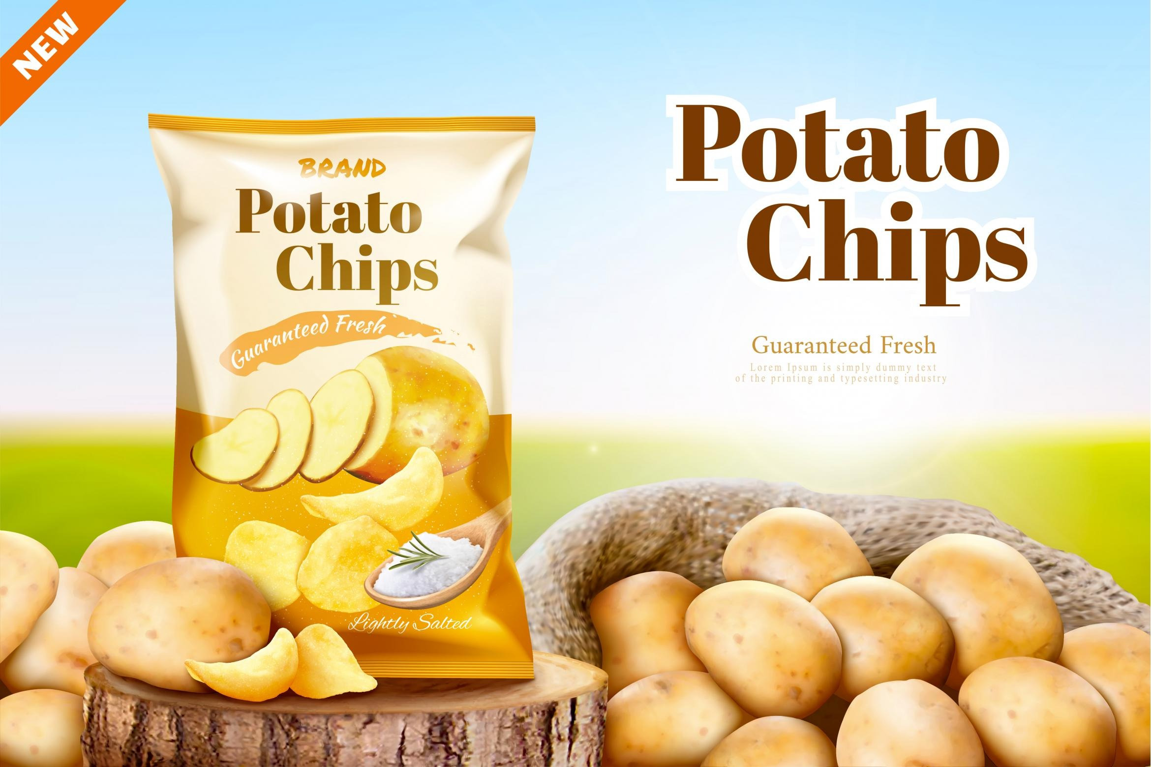 Salty potato chips ad, a Food Illustration by TotallypicRF