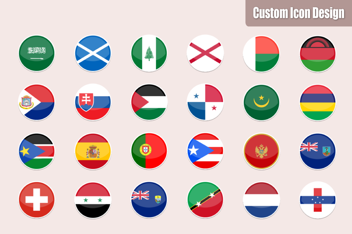 255 Flat & Vector World Flag Icons, an Icon by CustomIconDesign