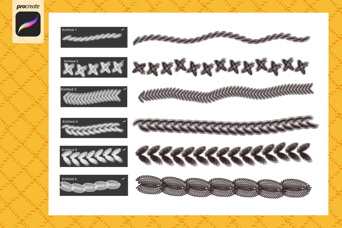 Knitted patterns. Procreate brushes, a Brush Add-On by Irena Matiash shop