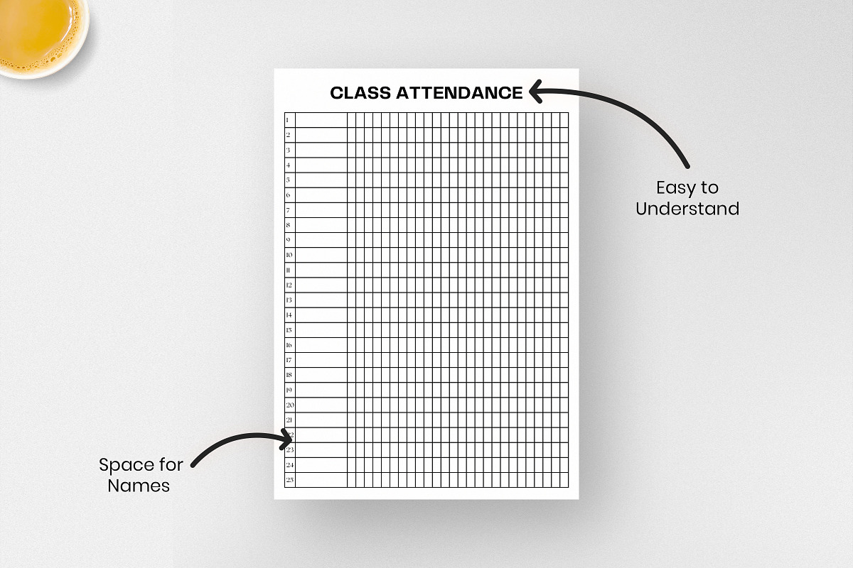 Attendance Printable Planner, a Print Template by Snapybiz