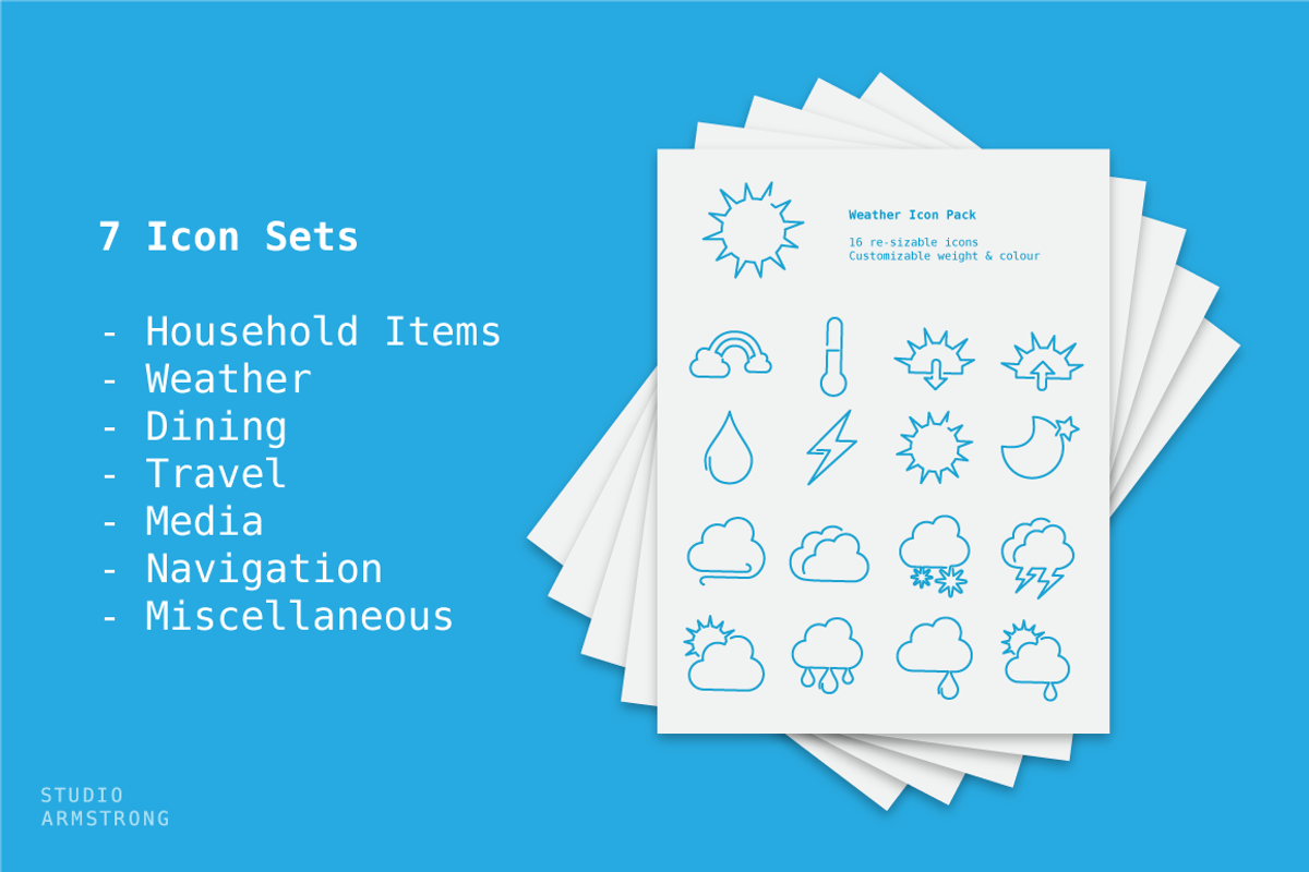 Continuous Line Icons, an Outline Icon by Studio Armstrong | Creative ...