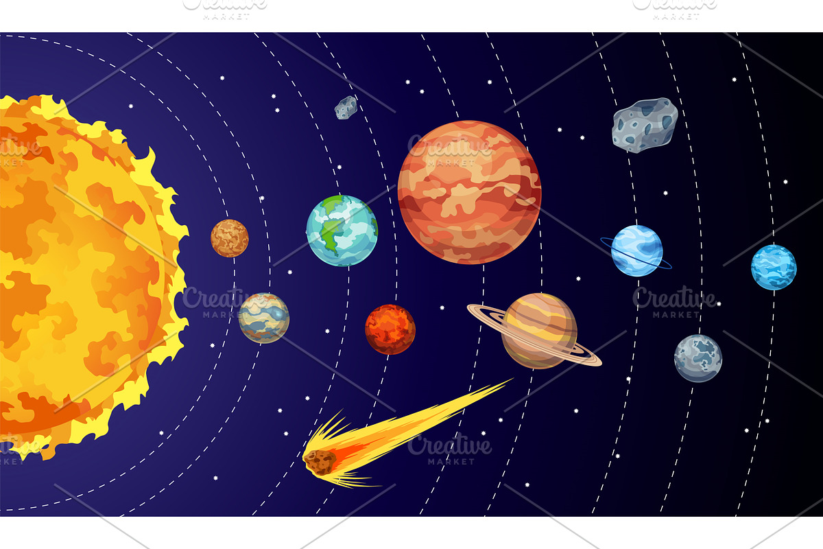 Solar system design icons, an Illustration by Things for designers