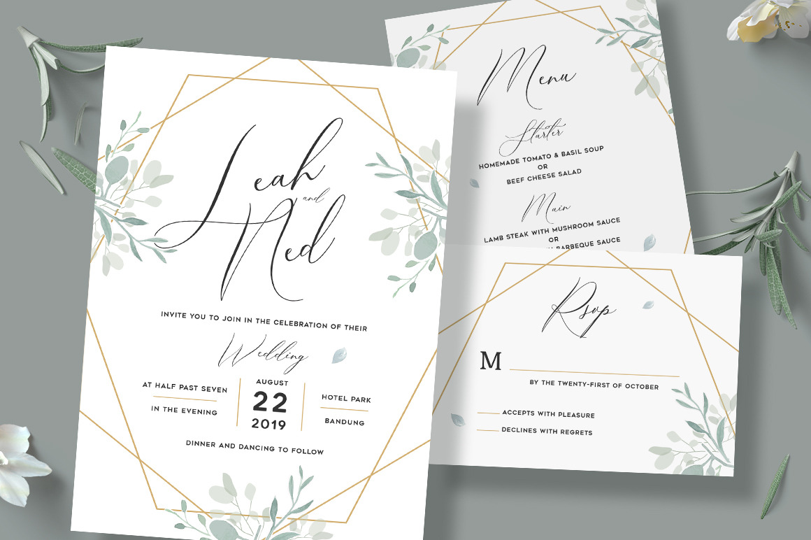 Geometric Wedding Invitation, an Invitation Template by Aarley Kaiven