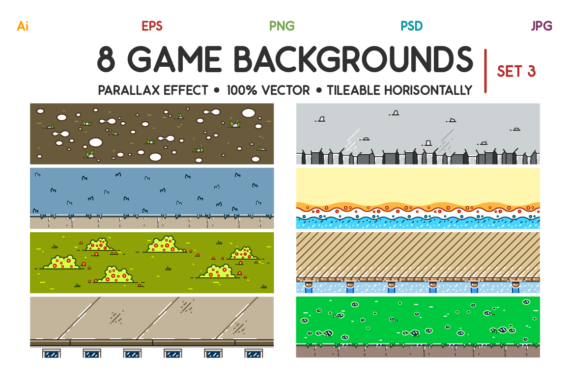 8 3D Game Backgrounds Set 3, an Illustration by yurakr