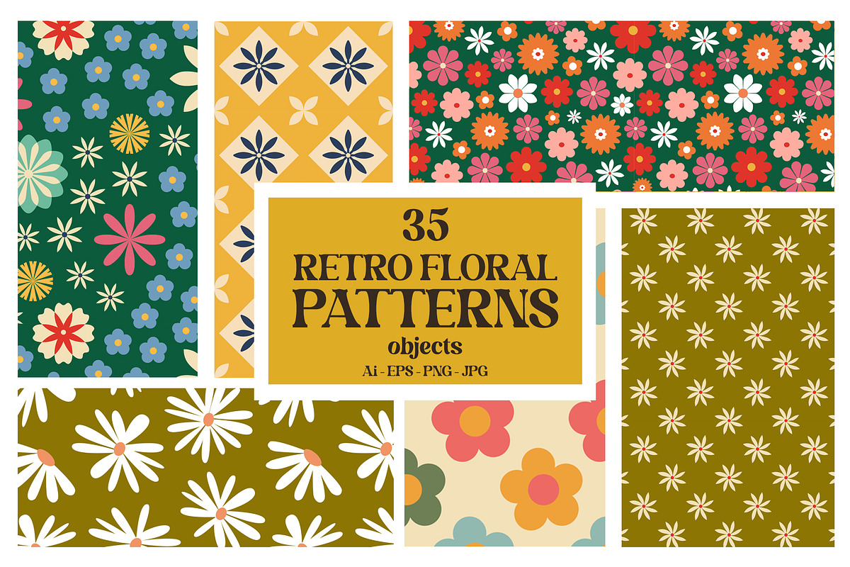 Retro Flower Power Bundle, an Object Graphic by Sofico