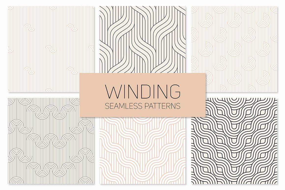 Winding Seamless Patterns. Set 2, a Pattern Graphic by Curly_Pat ...