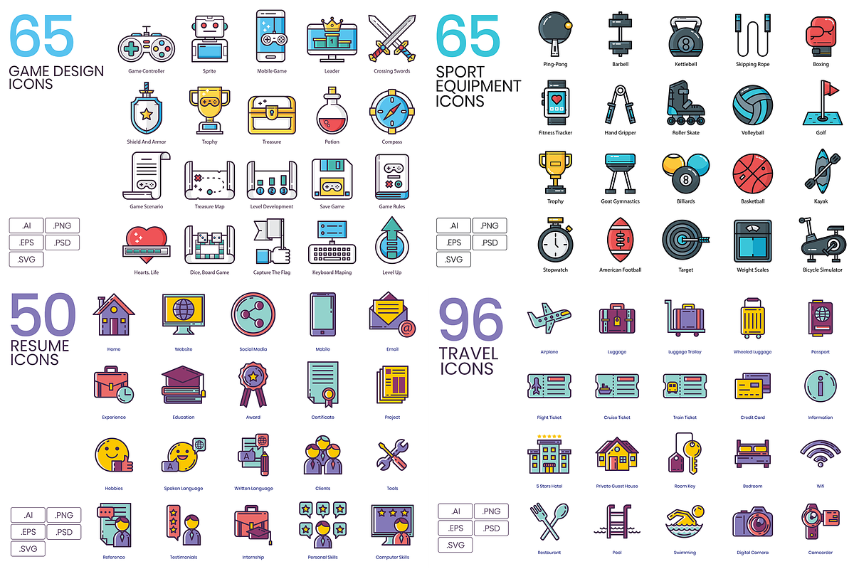 2200+ Icons - Colored Icon Bundle, an Outline Icon by Flat Icons