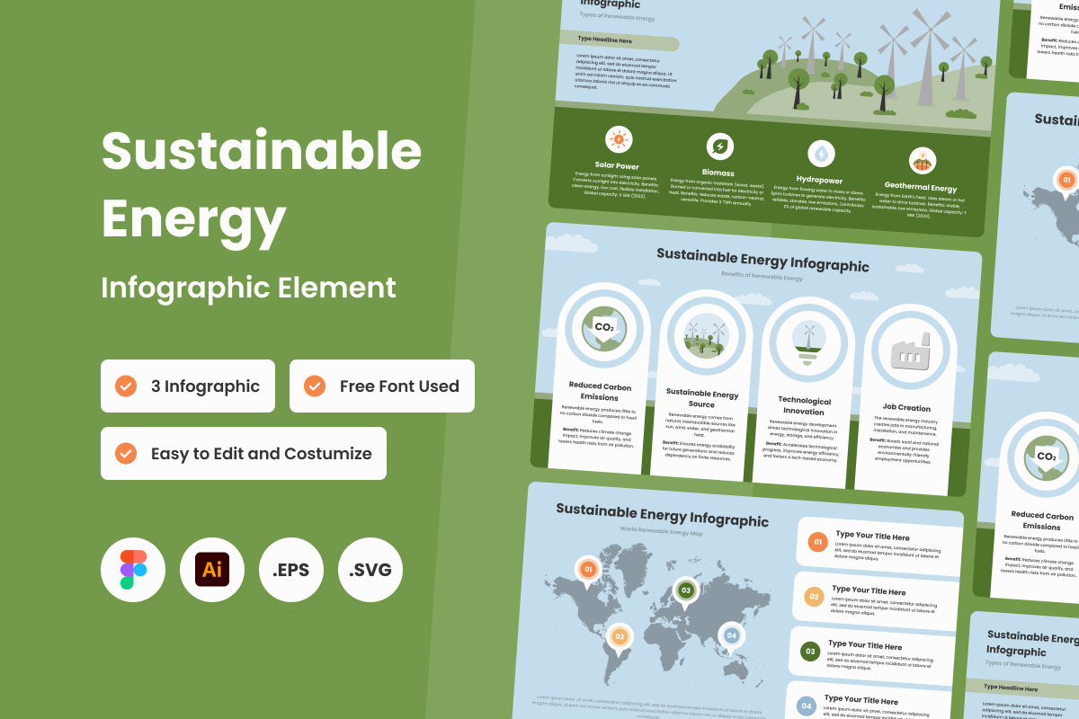 Sustainable Energy Infographic, an Illustration by twinstd