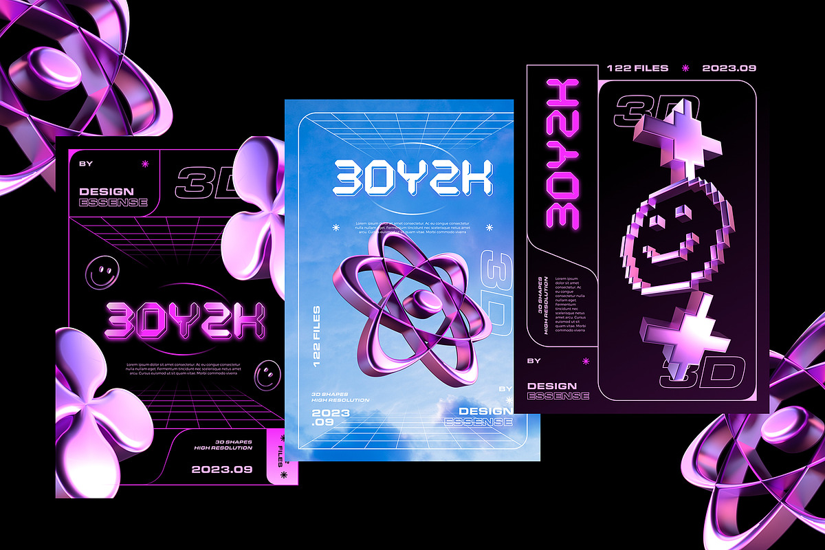 3D Y2K Objects - 111 illustrations, an Object Graphic by assetpro.design