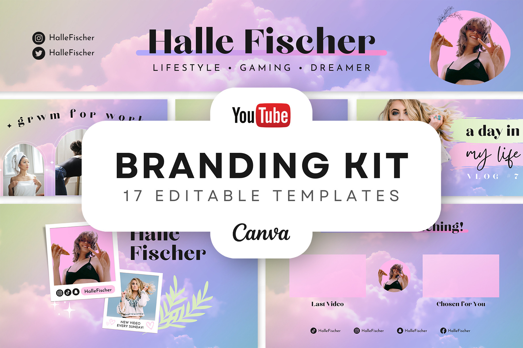 YouTube Branding Kit For Canva, a Social Media Template by OniriqveDesigns