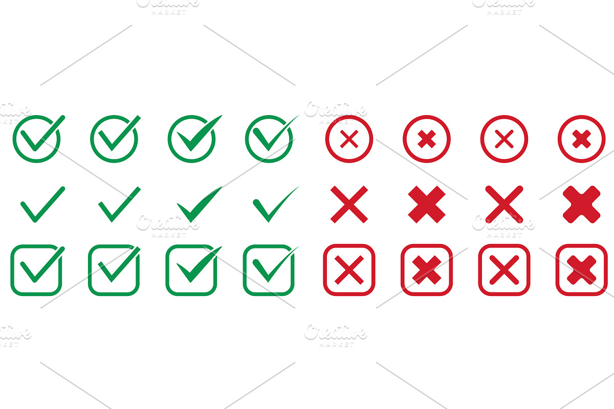 Check Mark, Tick and Cross, an Object Illustration by Vector Creator
