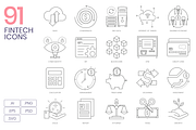 91 Fintech Line Icons, an Icon by Graphue