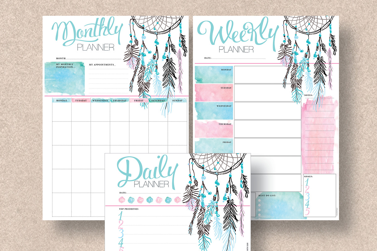 Dream Catcher Planner: A5 & A4, a Stationery Template by Stick with Sam