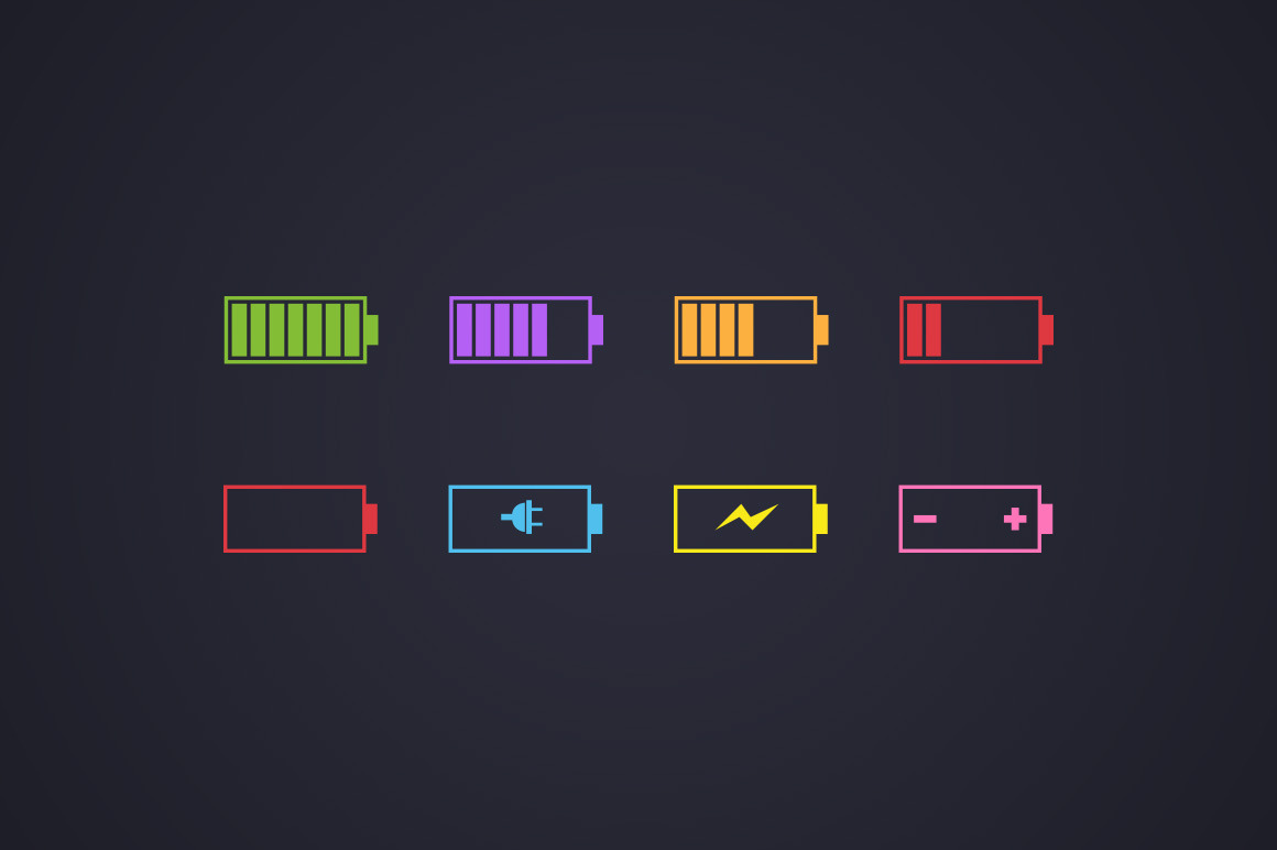7 Simple Battery Icons, an Icon by Creative VIP