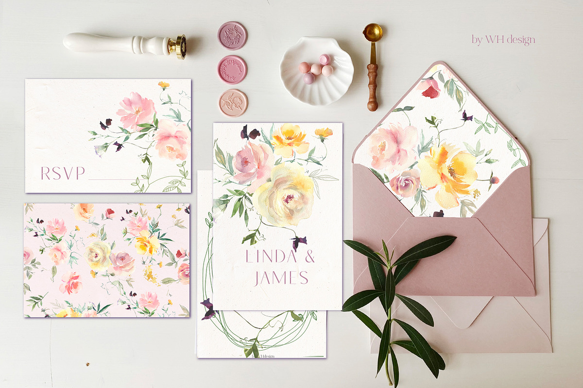 Hello Spring Watercolor ClipArt, an Animal Illustration by whiteheartdesign