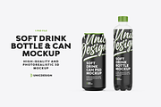 Soft Drink Bottle & Can Mockup, a Product Mockup by UnicDesign | Creative Market