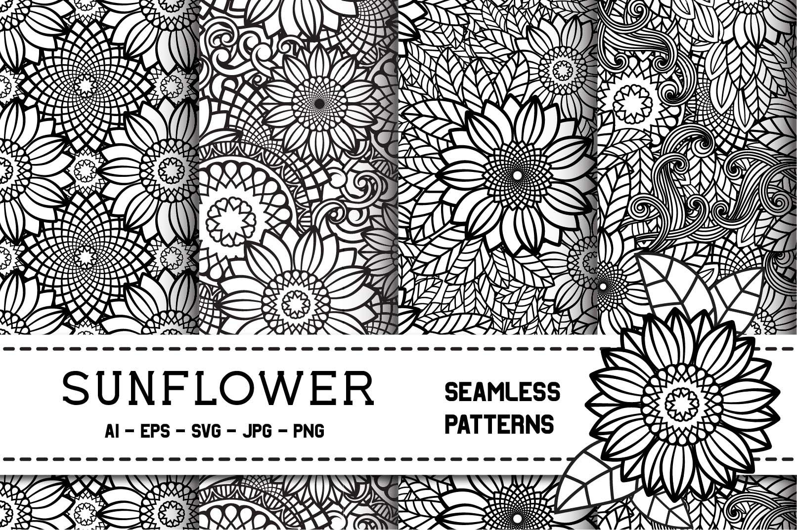 Sunflower Seamless Patterns, a Pattern Graphic by Elinorka