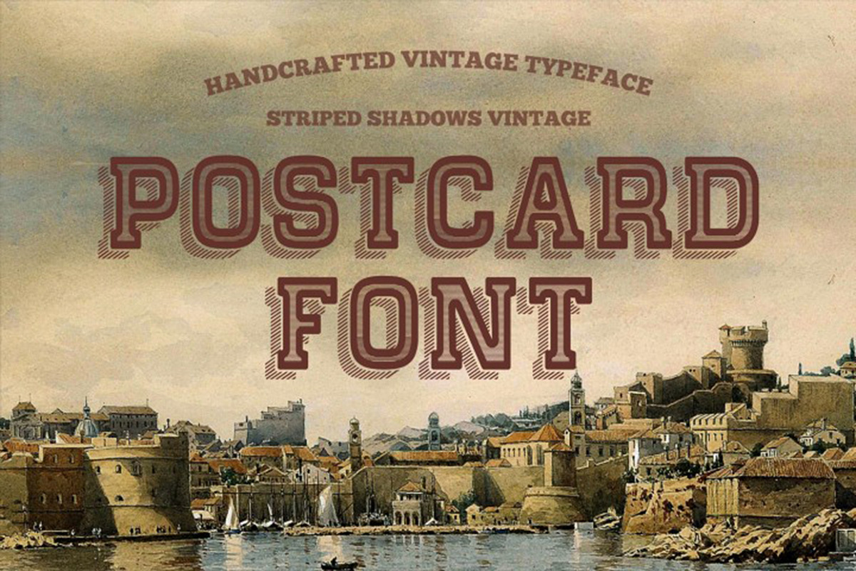 Striped Shadow Vintage Typeface, a Serif Font by Vintage Font Lab
