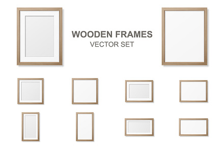 Wooden Frame. Vector Set. | Graphic Objects ~ Creative Market