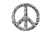 Peace symbol stone bricks vector, a Decorative Illustration by AlexArt