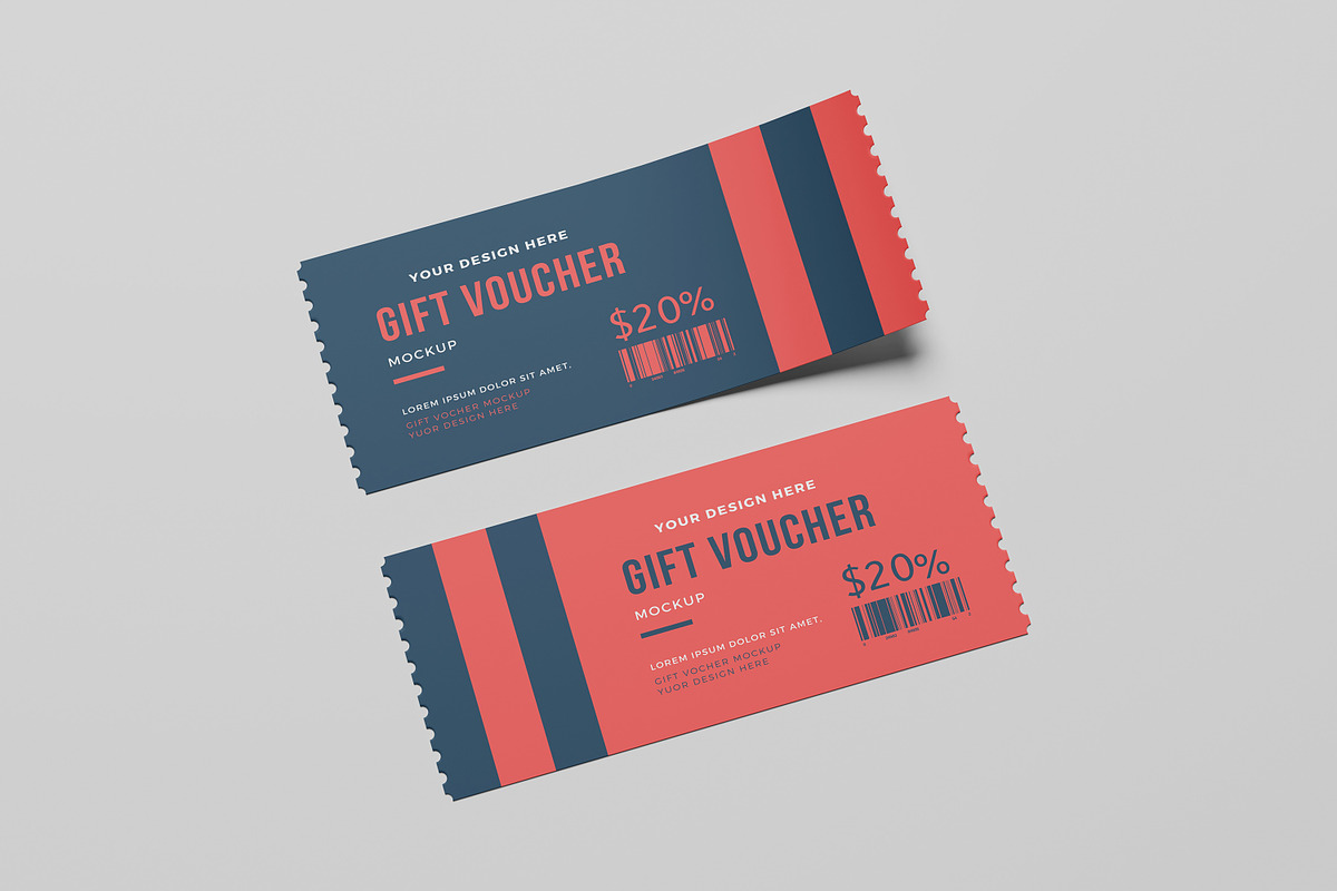 Gift Voucher Mockup, a Print Template by AKMAL STUDIO