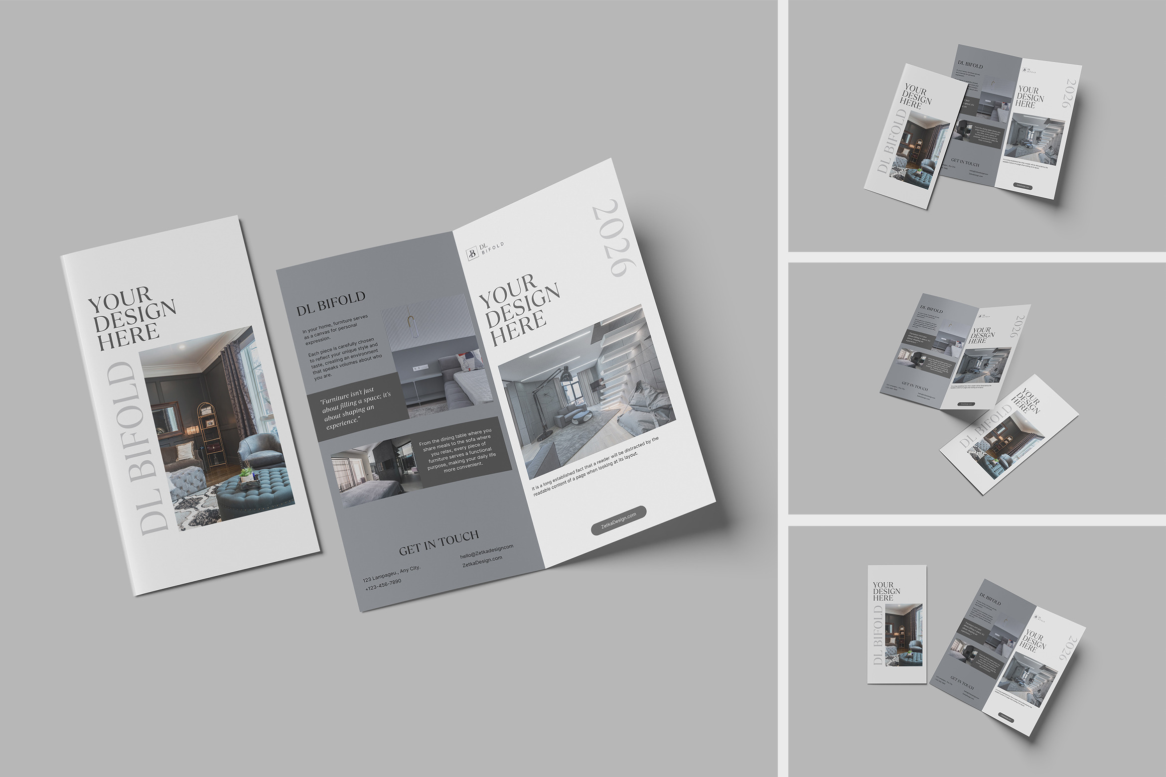 DL Bifold Mockup, a Books & Magazine Mockup by seramoe