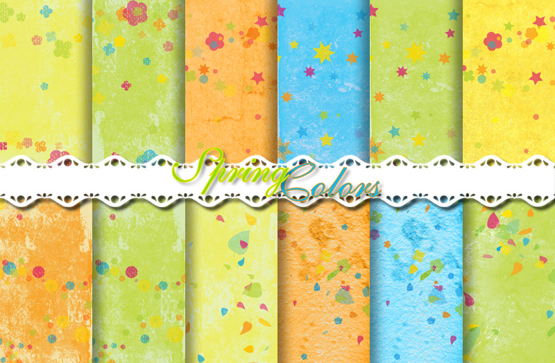 Spring Colors Pattern Papers, a Pattern Graphic by Dora Katona ...